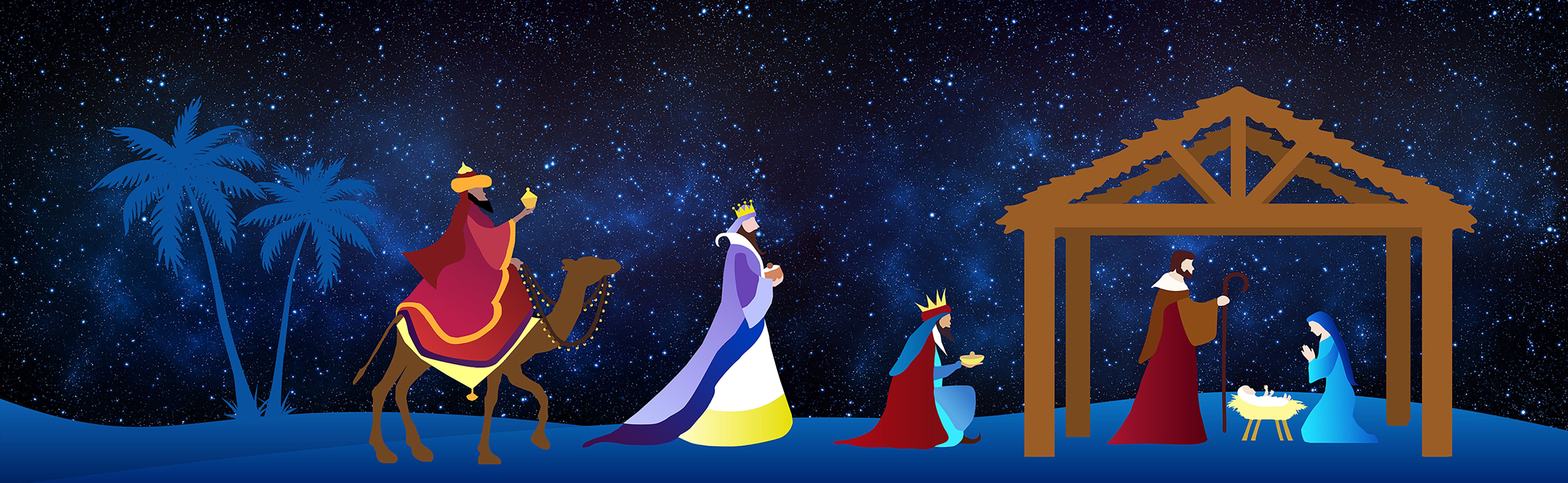 Mary Immaculate Catholic Parish Blue Background Nativity Scene